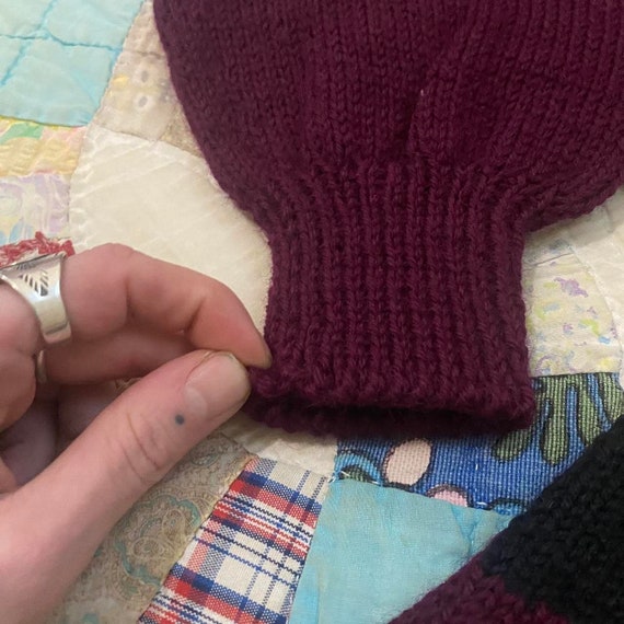 80s vintage handmade scenic skyline chunky knit wool … - Gem