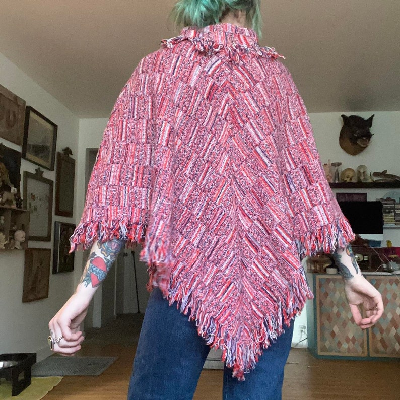 60’s 70’s Vintage Hand Knit Lace up Shawl - Etsy