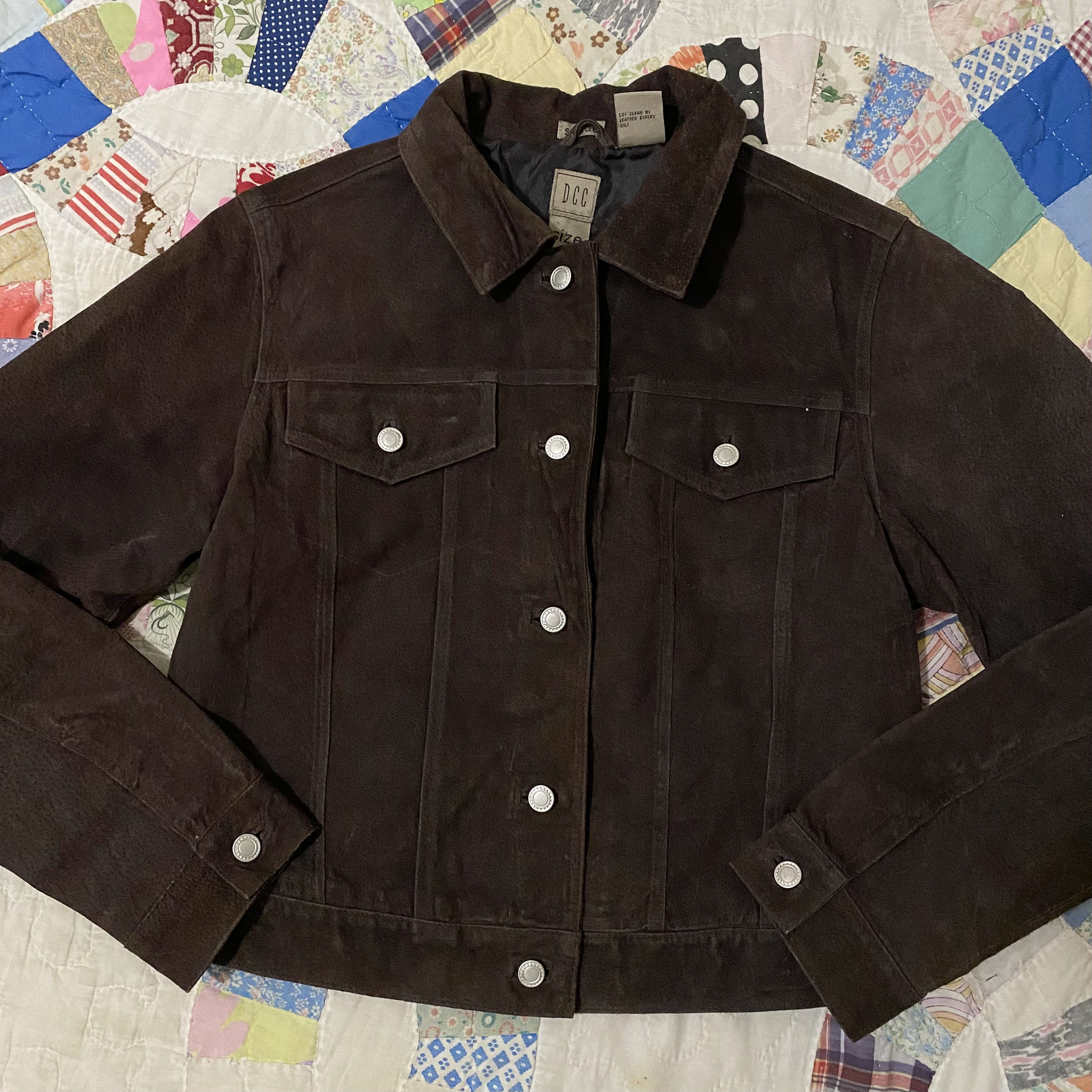 90s Vintage Dark Brown Suede Leather Cropped Jacket by DCC - Etsy