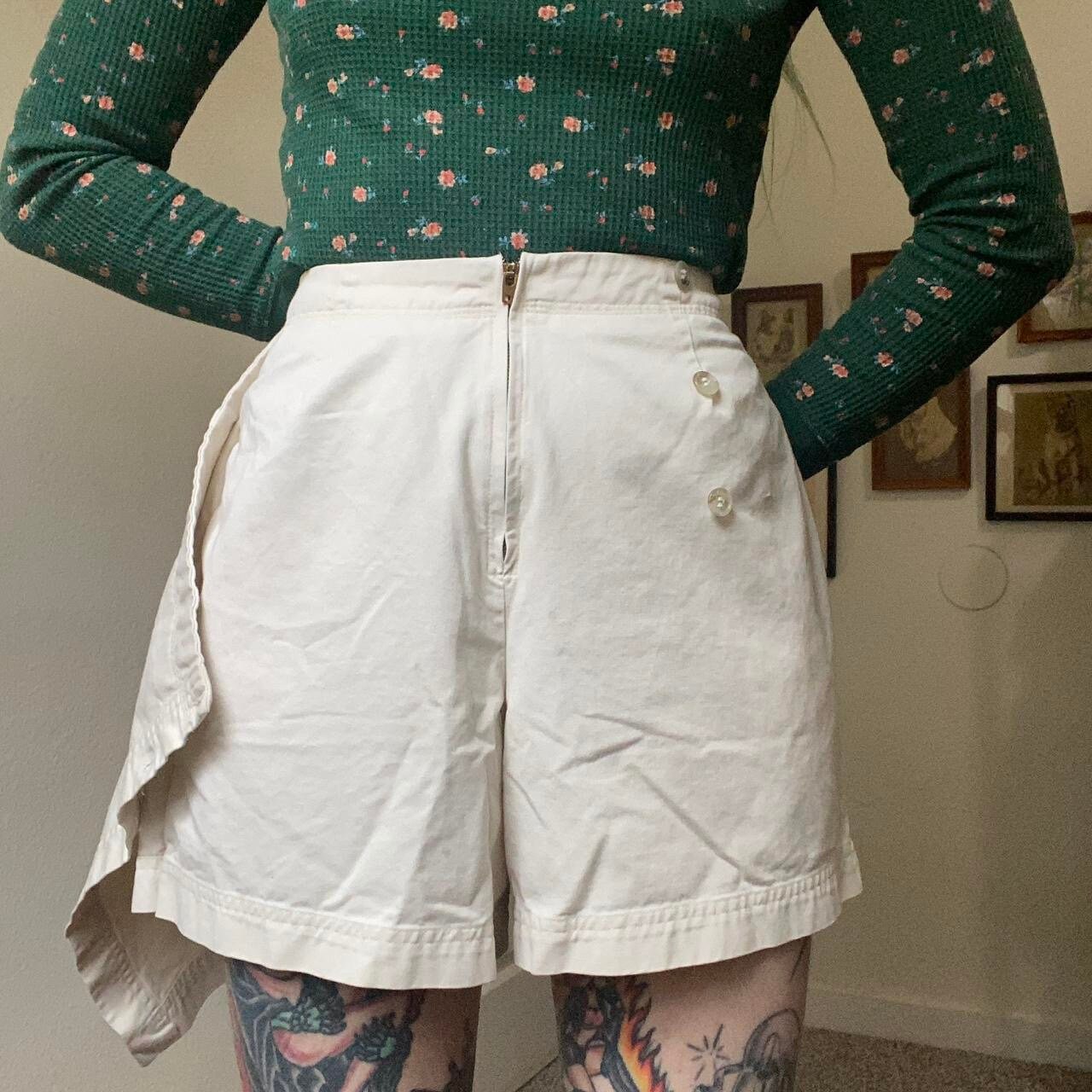 90s Vintage Cream Cotton Mini Skort - Etsy