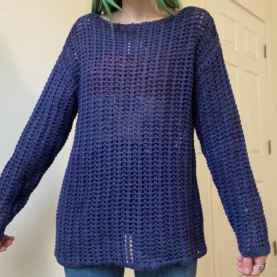 Vintage Sheer Dusty Blue Netted/crochet Sweater by Kenneth Cole New ...