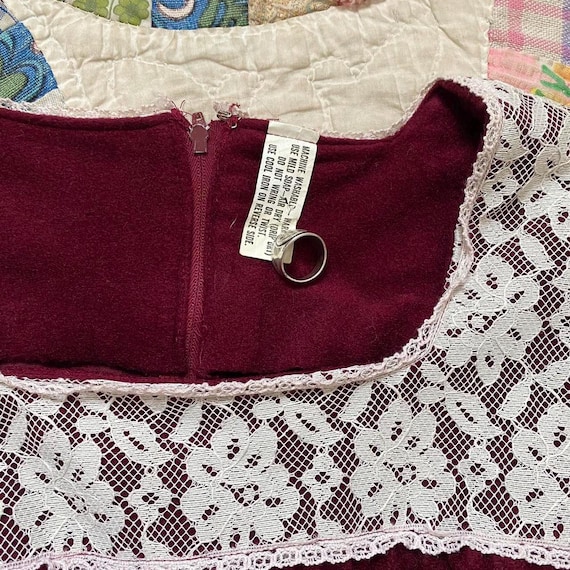 70s vintage burgundy and lace flutter sleeve babydoll… - Gem