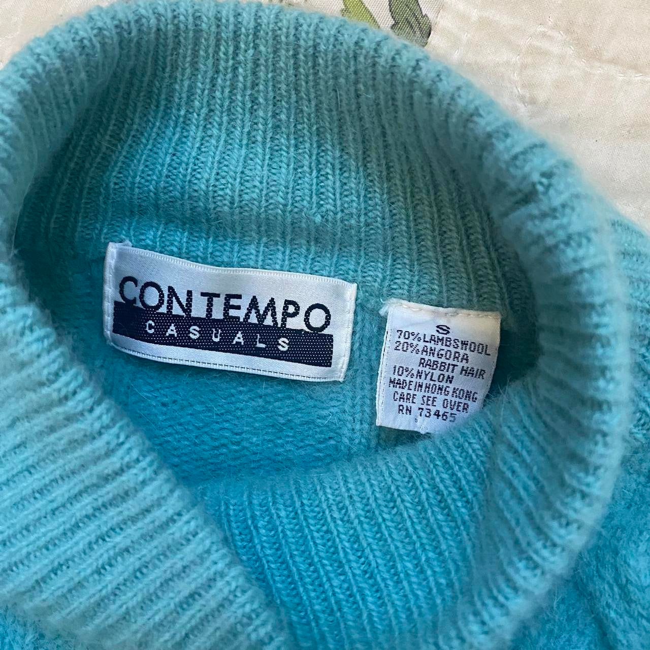 80s 90s Vintage Lambswool/angora Powder Blue Cropped Mock Neck Sweater ...