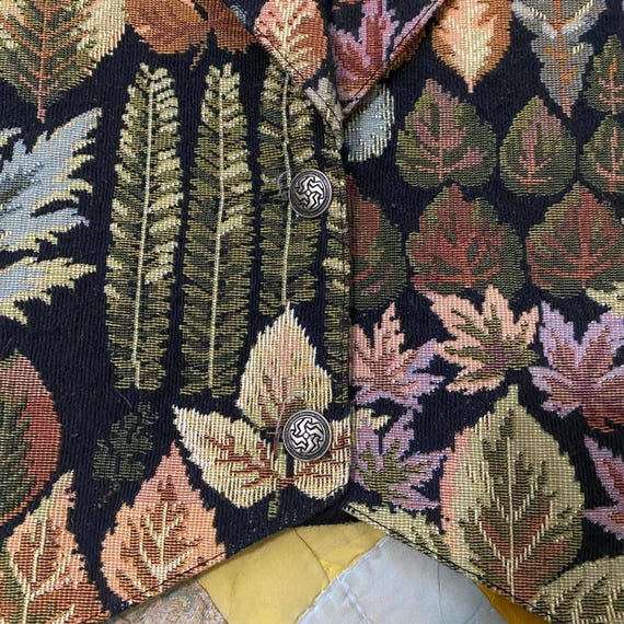 Vintage botanical print book tapestry vest - Gem