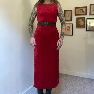 90s Vintage Red Crushed Velvet Maxi Dress - Etsy