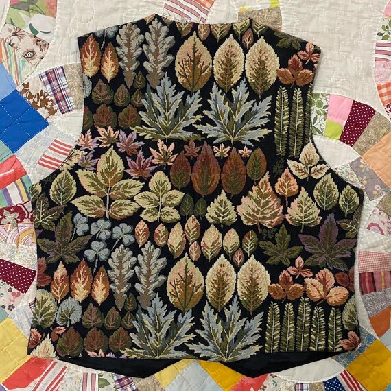 Vintage botanical print book tapestry vest - Gem