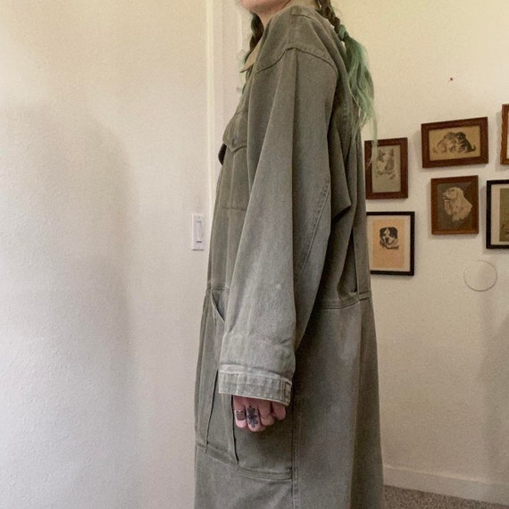 80s vintage sage green barn duster jacket - Gem