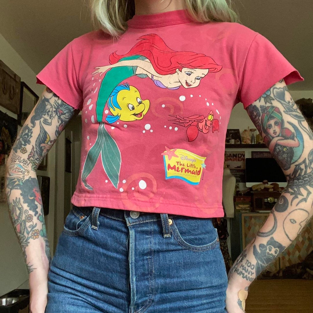90s Vintage Disneys the Little Mermaid Youth Sized Bubblegum Pink Shirt ...
