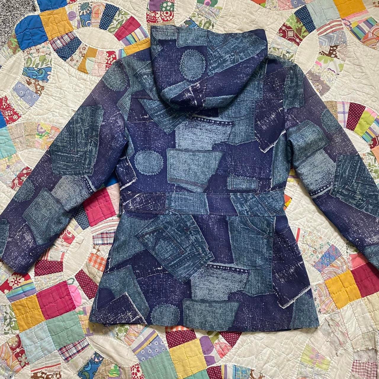 60s 70s Vintage Blue Denim Patchwork Print Jacket - Etsy