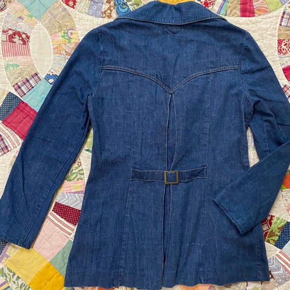 70s vintage union made denim buckle back western yoke… - Gem