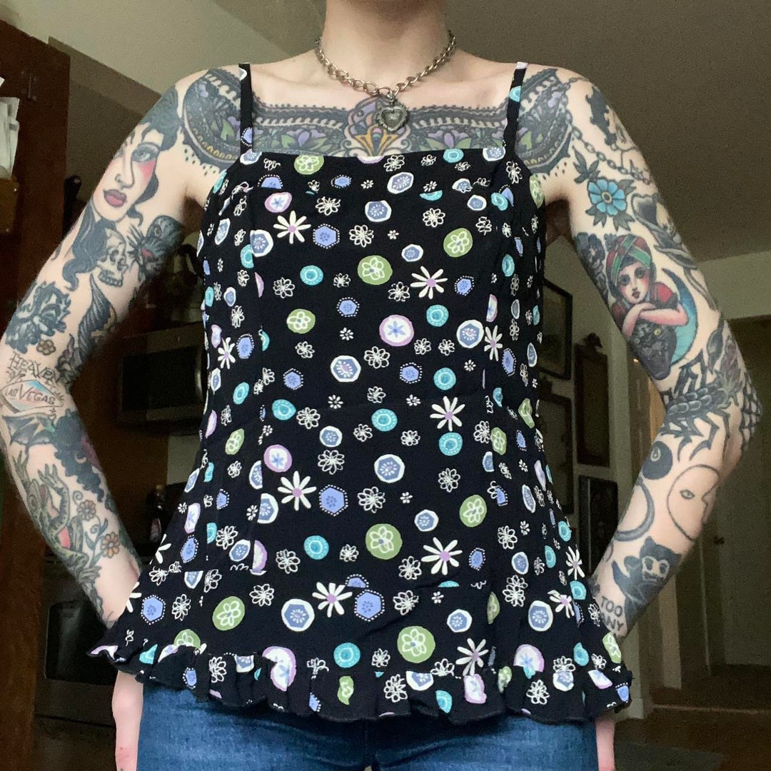 90’s Vintage Floral Print Rayon Tank Top by Cinnamon Girl - Etsy