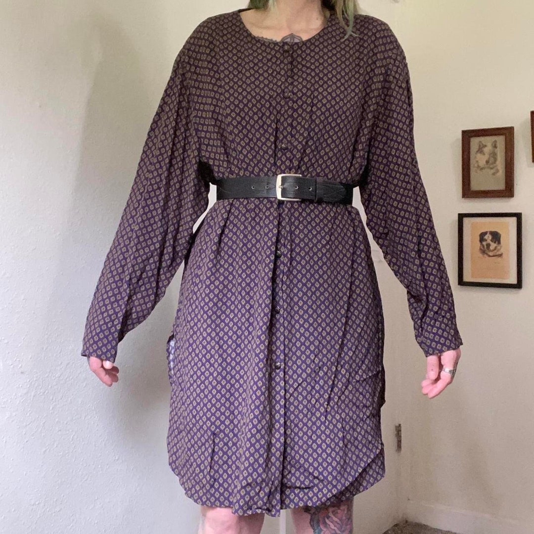 80s Vintage Eggplant Purple Ditsy Floral Pattern Blouse Etsy