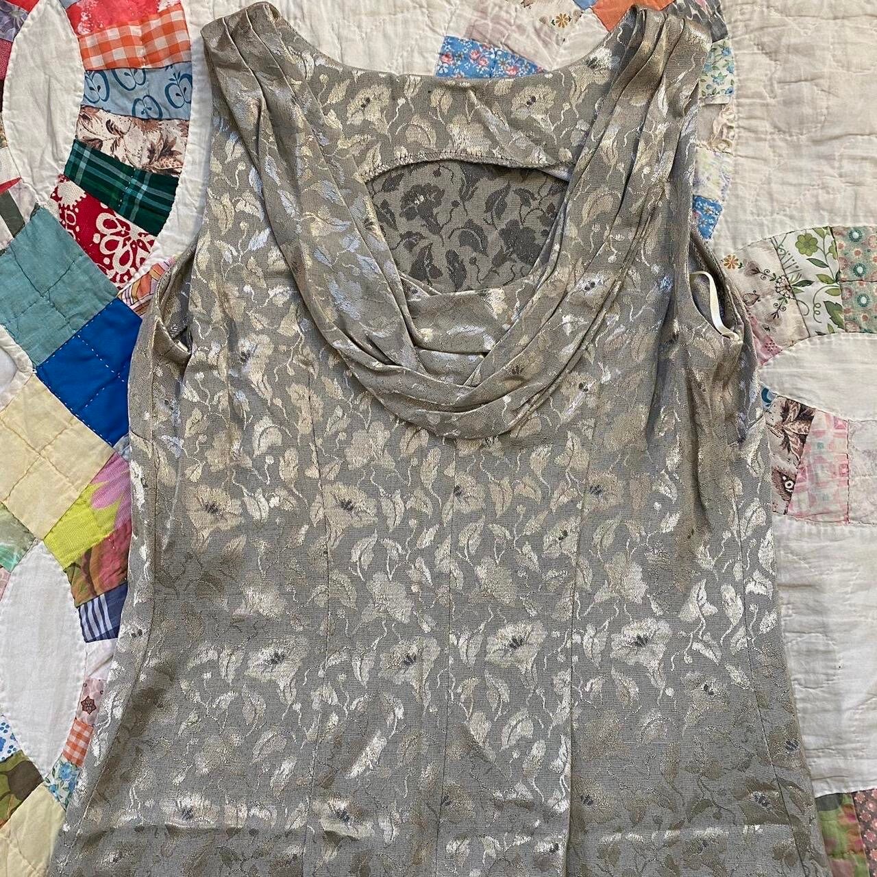 90s Vintage Gold Lily Floral Print Brocade Maxi Dress - Etsy