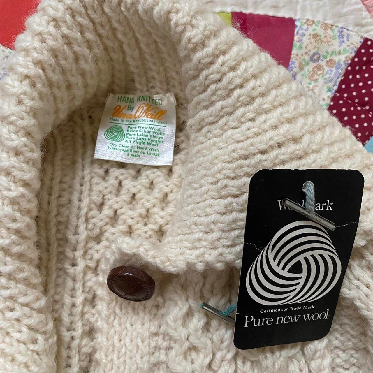 70s Vintage Irish Wool Raglan Fishermans Chunky Knit Shawl Collar ...