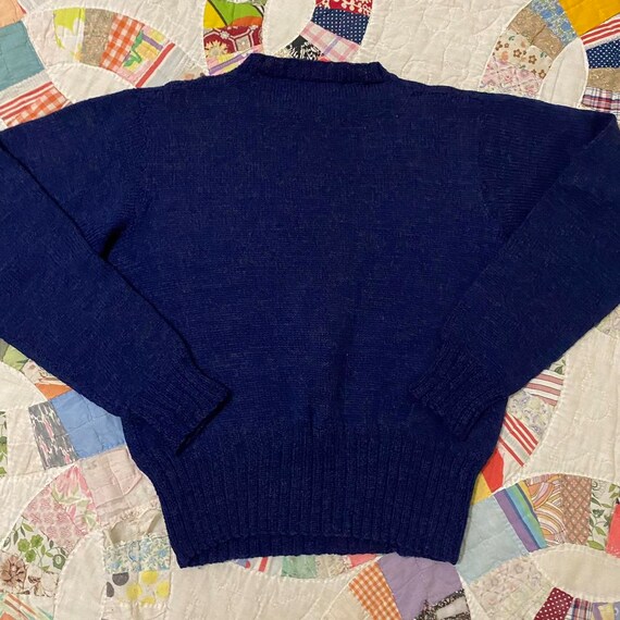 1940s vintage hand knit wool navy blue sweater - Gem