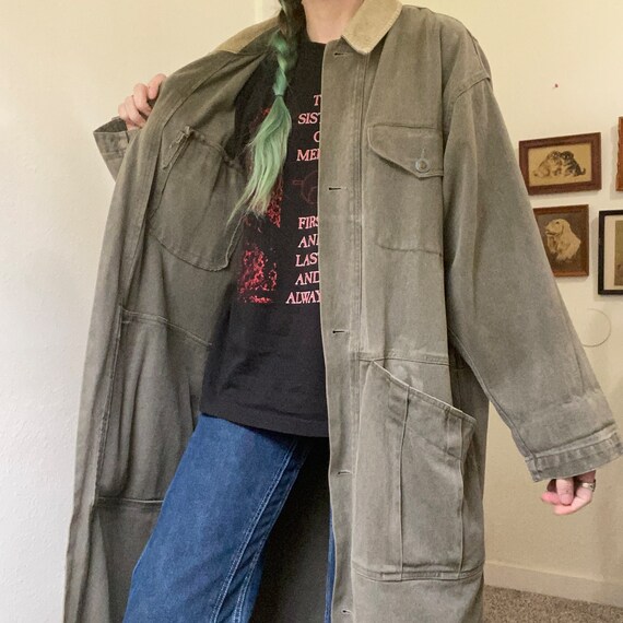80s vintage sage green barn duster jacket - Gem