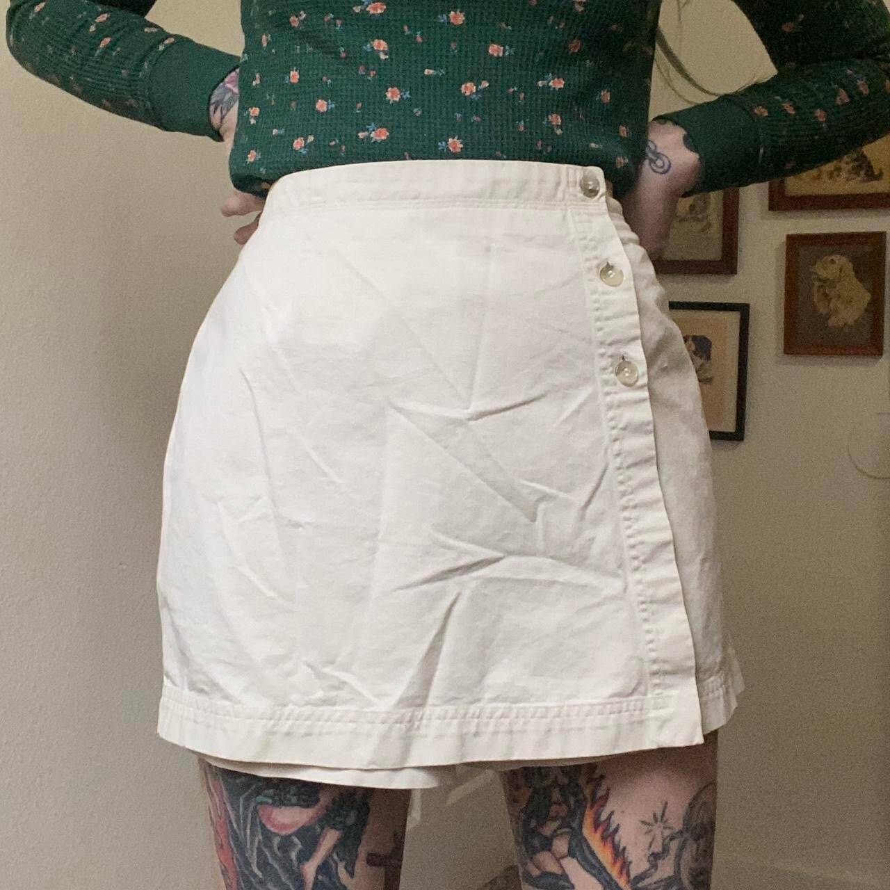90s Vintage Cream Cotton Mini Skort - Etsy