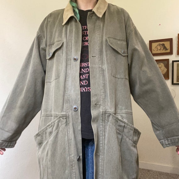 80s vintage sage green barn duster jacket - Gem