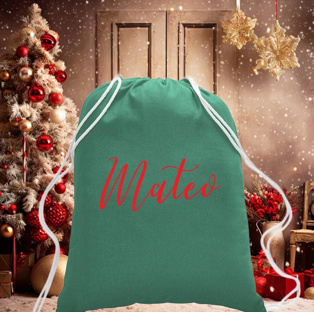 Personalized Drawstring Bag for Kids, Children's Christmas Santa Sack ...