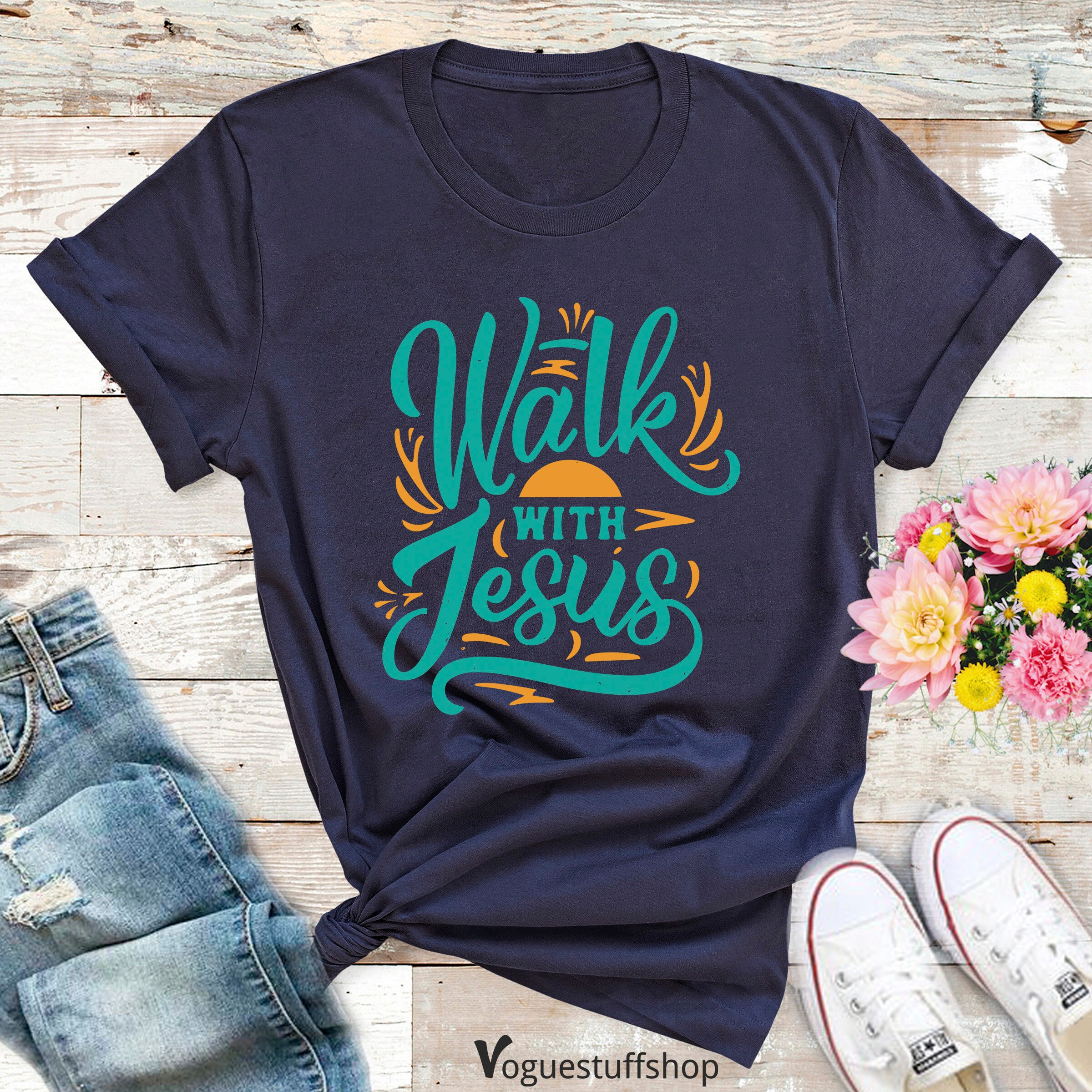 I Walk With Jesus Shirt, Easter Christian Shirt, Christian Faith Shirt ...