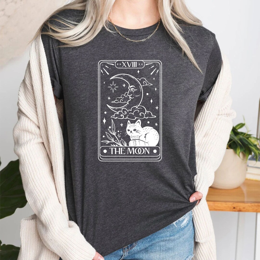 Tarot Card Shirt Cat Moon Graphic Tees Mystical T Shirts - Etsy