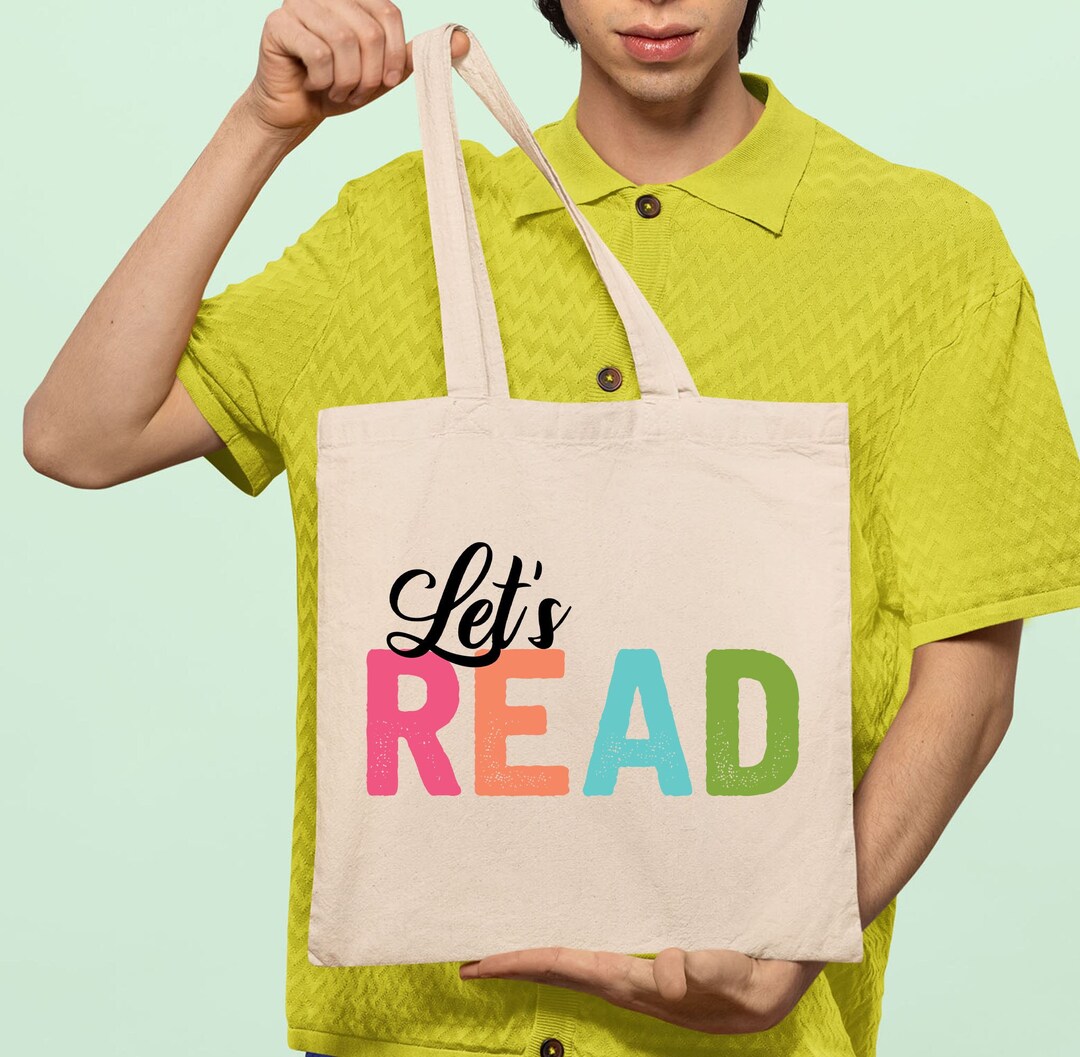Let's Read Tote Bag, Library Bag, Bookish Tote Bag, Library Tote Bag ...