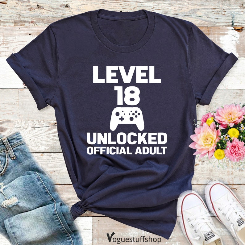 18th Birthday T Shirt Level 18 Unlocked Officially Adult Shirt - Etsy
