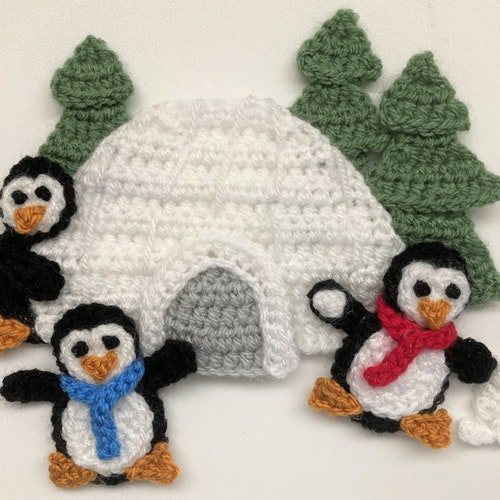 Playful Penguins Crochet Applique Pattern Instant Pdf Download - Etsy