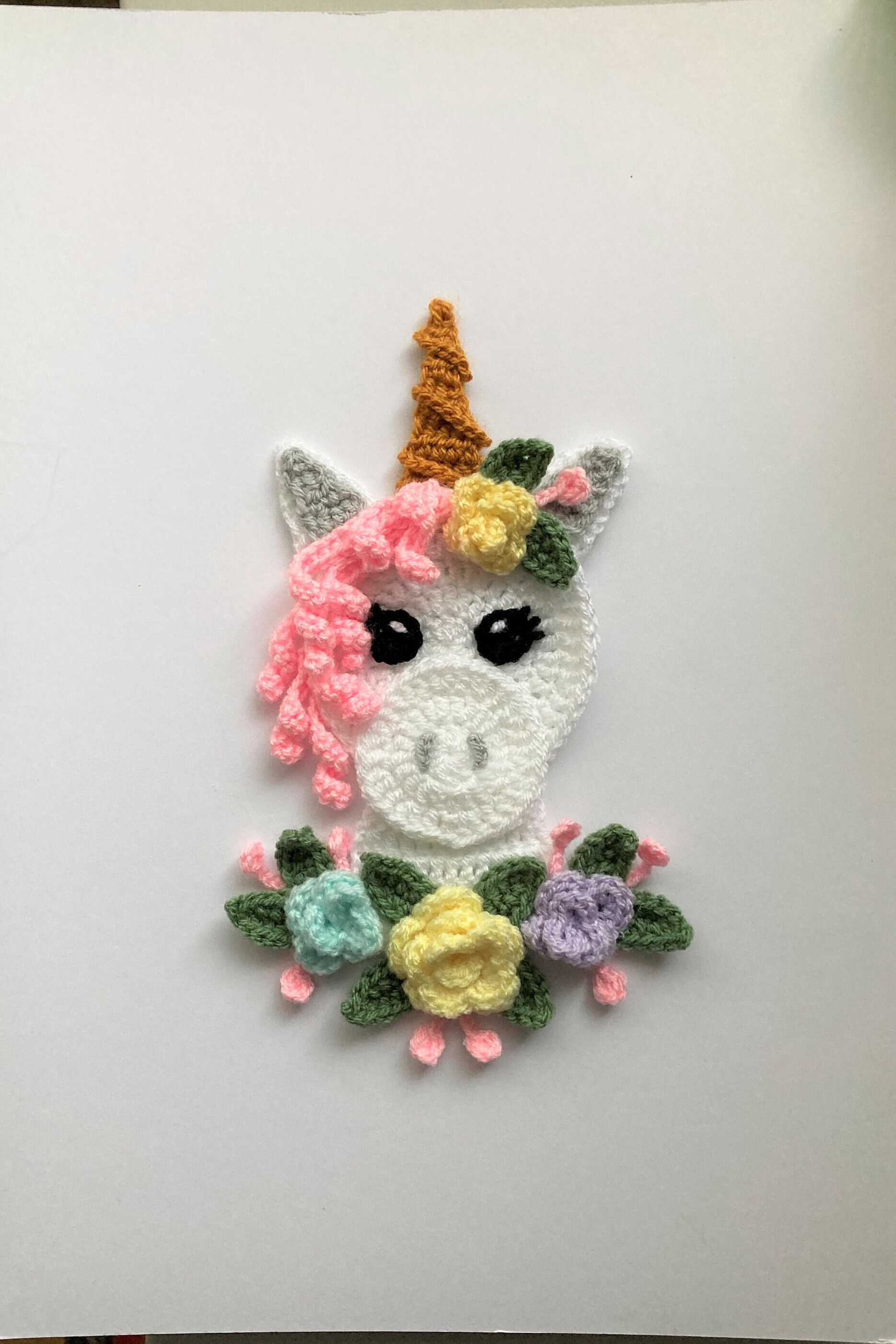 Floral Unicorn Head Crochet Applique Pattern Instant Pdf - Etsy