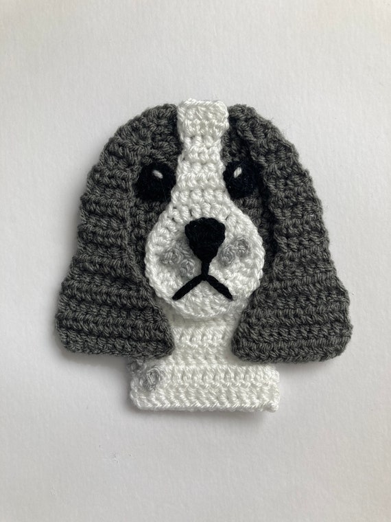 Dog Head Crochet Applique Pattern English Springer Spaniel | Etsy