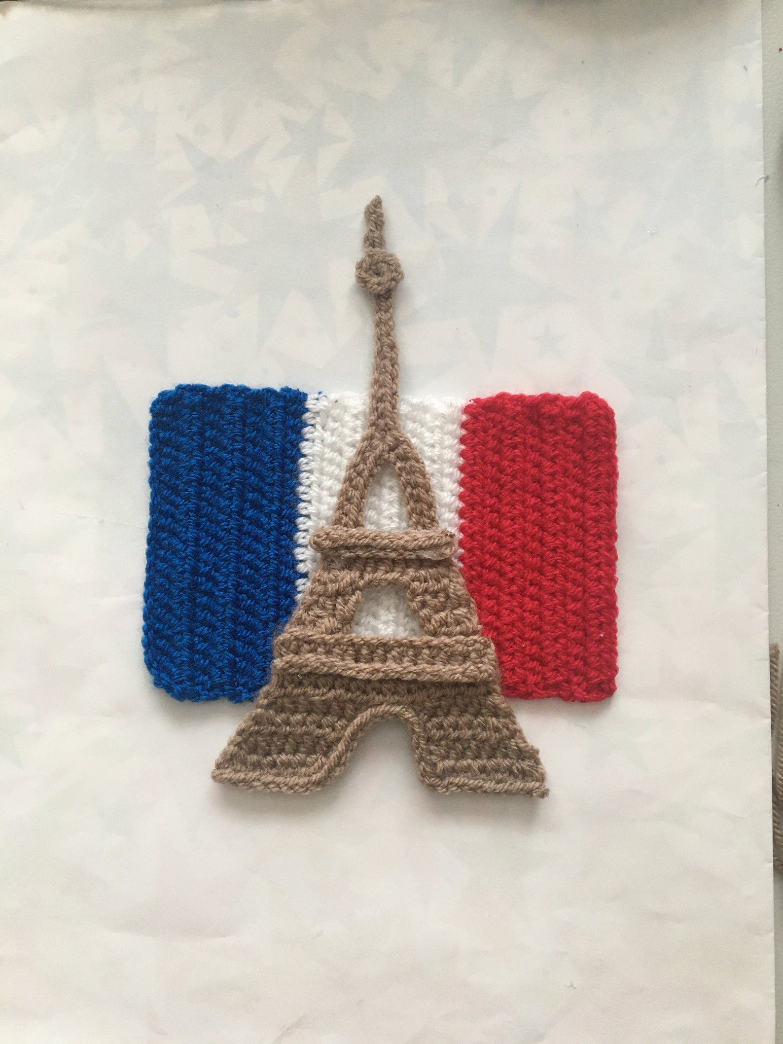 Crochet Pattern France Flag With Eiffel Tower Instant Pdf - Etsy