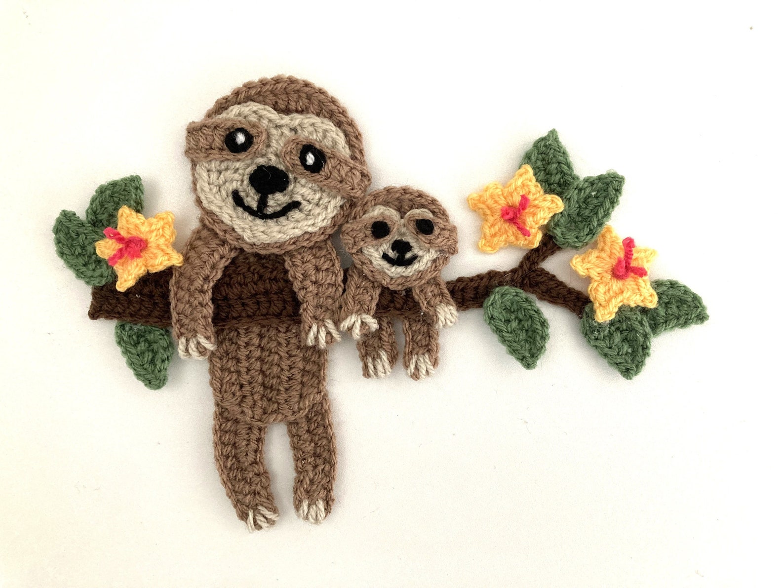 Mom & Baby Sloth Crochet Applique Pattern Instant Pdf Download - Etsy