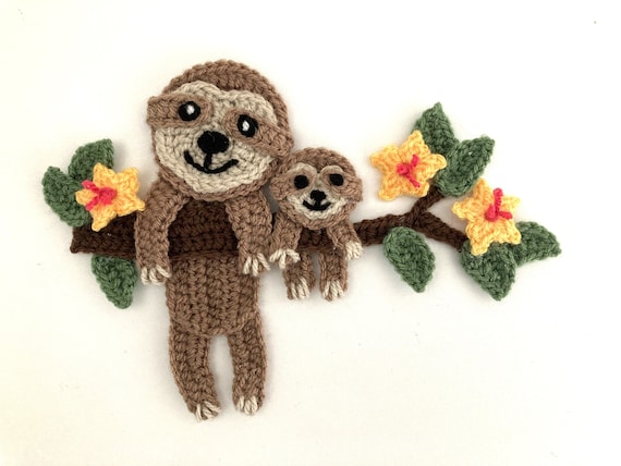 Mom & Baby Sloth Crochet Applique Pattern Instant Pdf Download - Etsy