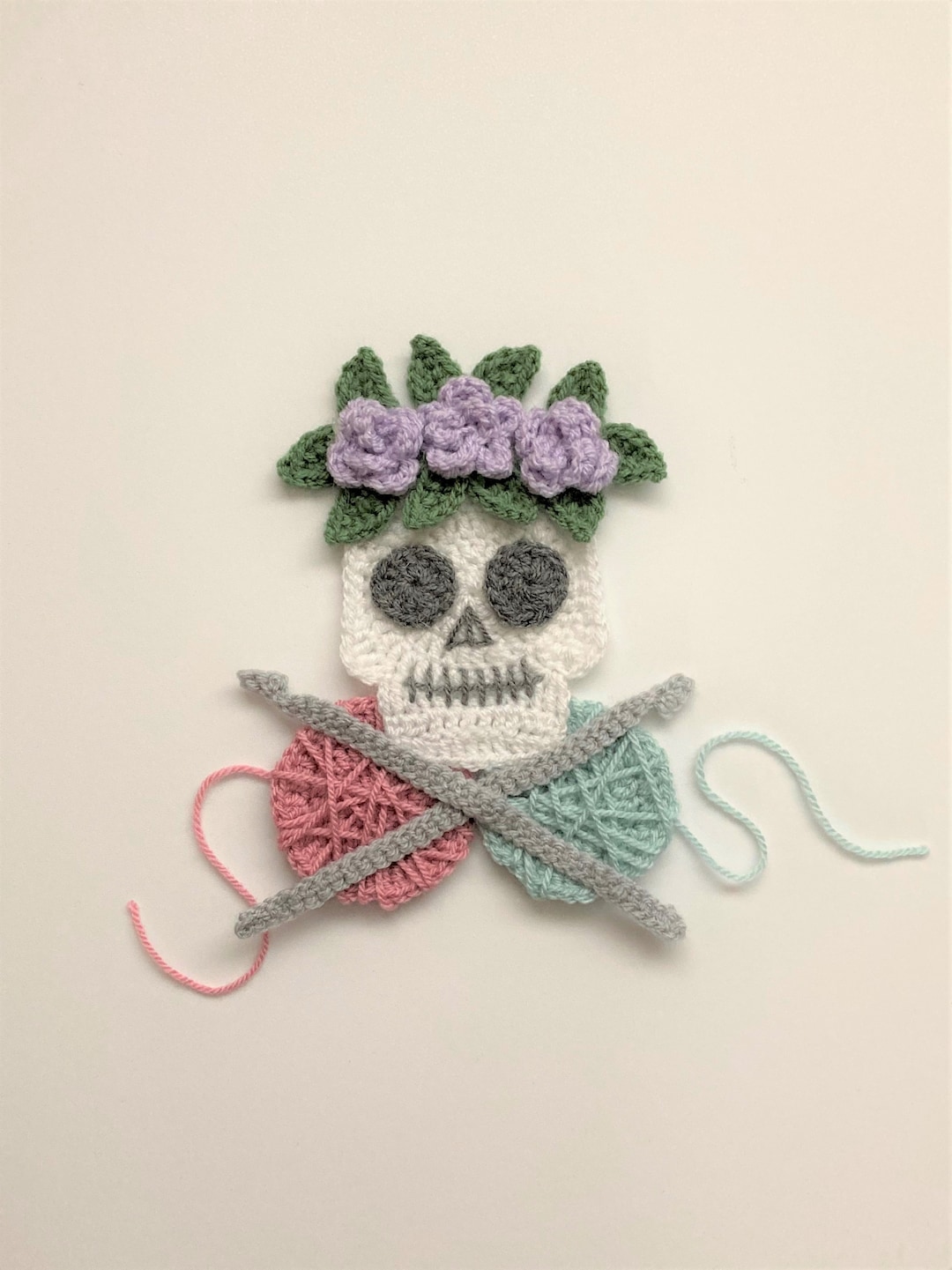 Floral Crochet Skull Applique Pattern Instant Pdf Download - Etsy