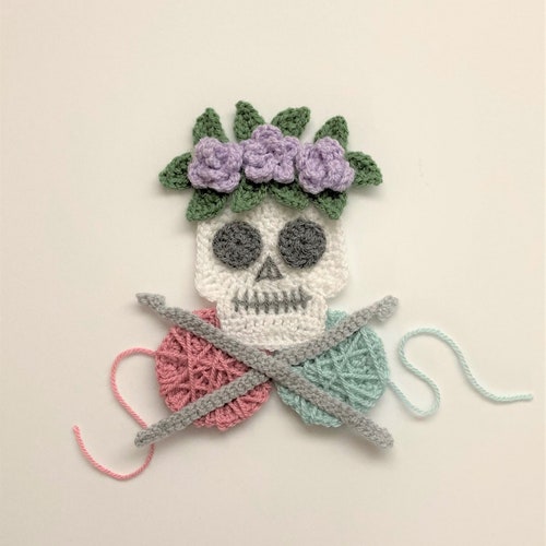 Floral Crochet Skull Applique Pattern Instant Pdf Download - Etsy