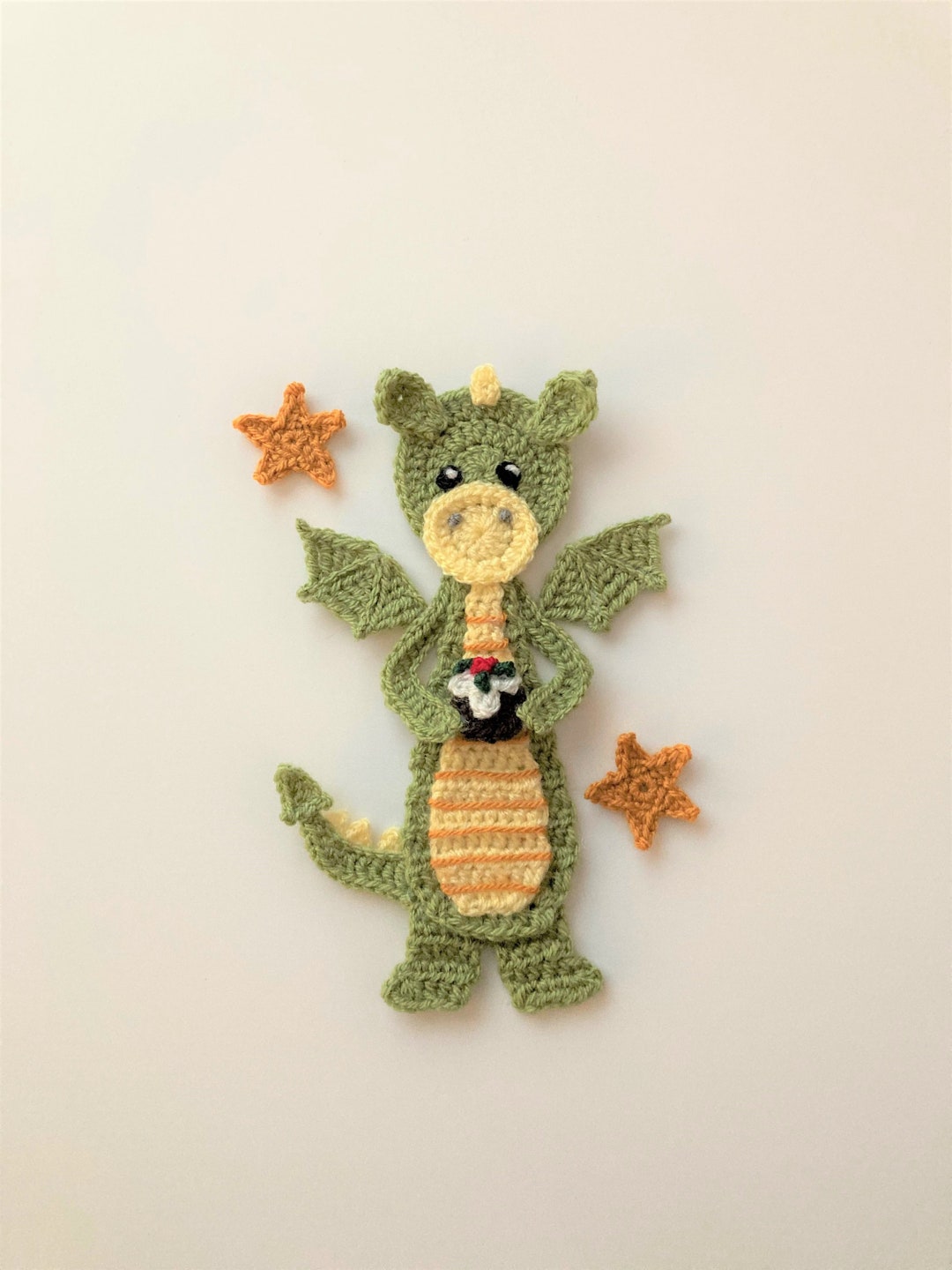 Christmas Pudding Dragon Applique Crochet Pattern Instant Pdf Download ...