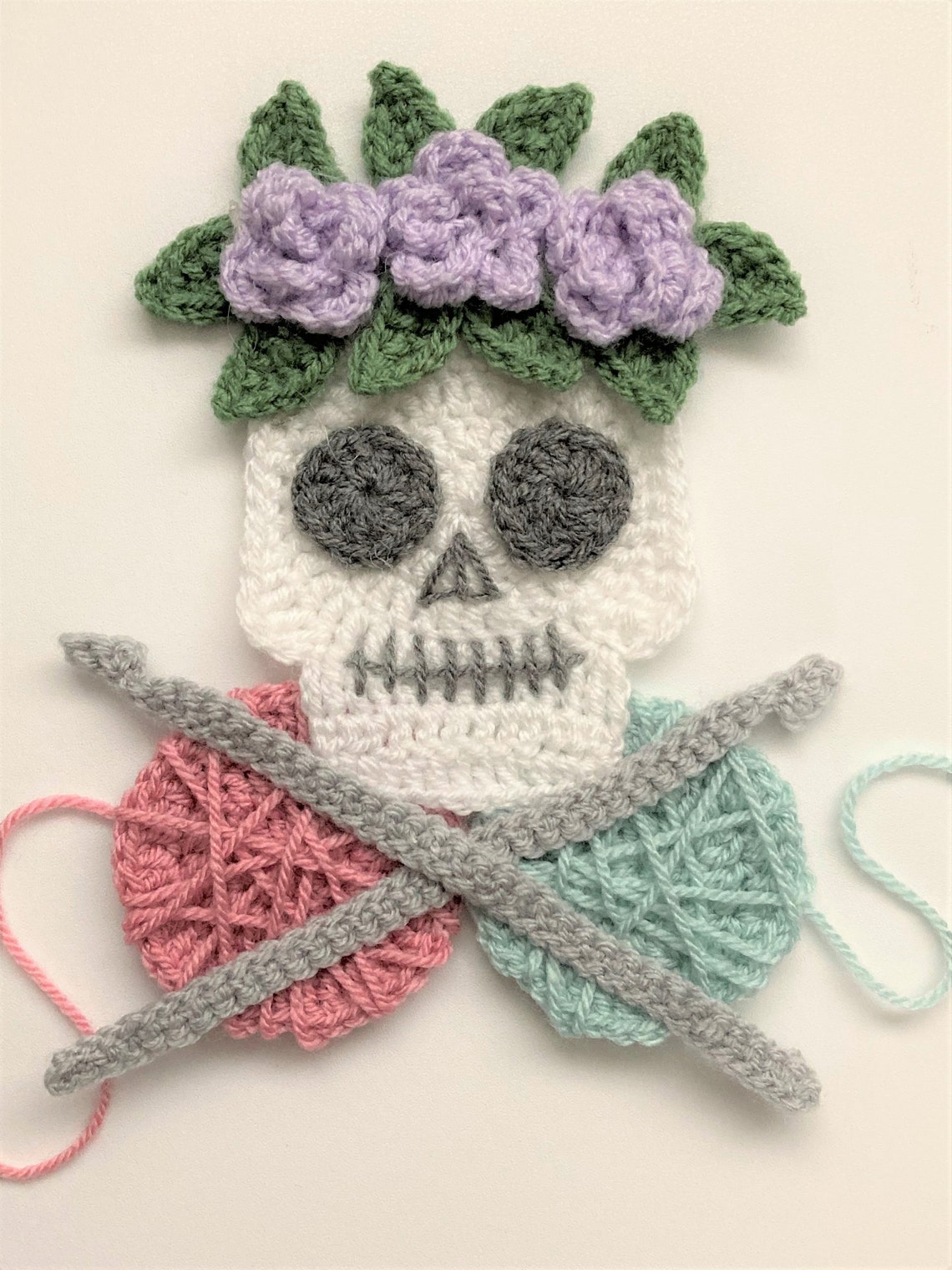 Floral Crochet Skull Applique Pattern Instant Pdf Download - Etsy