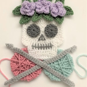 Floral Crochet Skull Applique Pattern Instant Pdf Download - Etsy