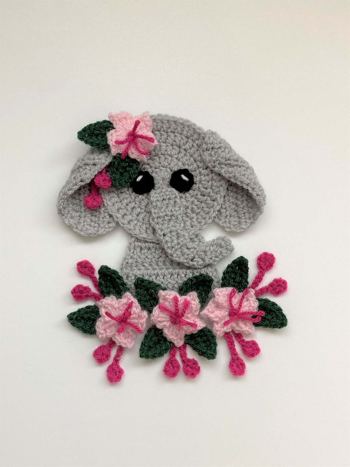 Floral Elephant Head Crochet Applique Pattern Instant Pdf - Etsy