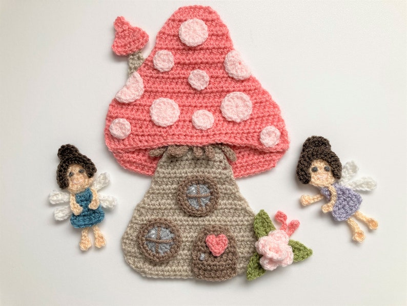 Toadstool Fairy House Crochet Applique Pattern Instant Pdf | Etsy