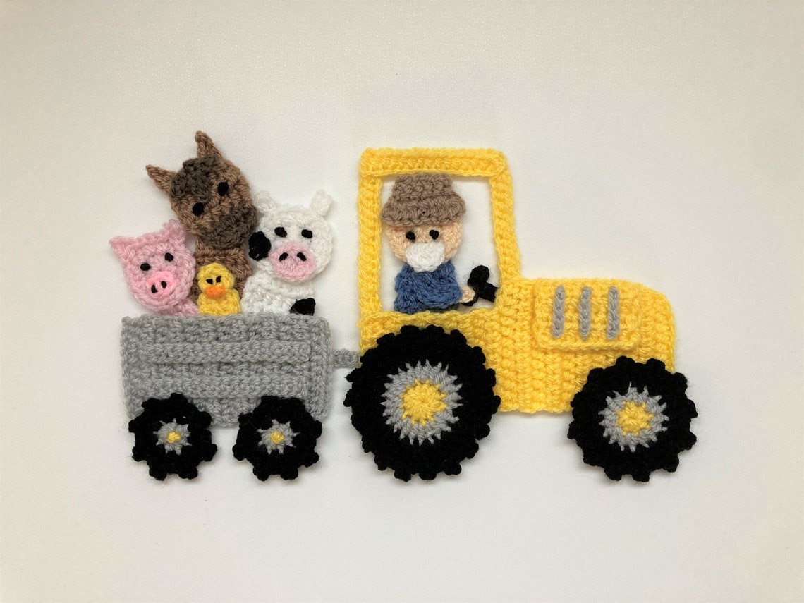 Farmyard Tractor Crochet Applique Pattern Instant Pdf Download - Etsy UK