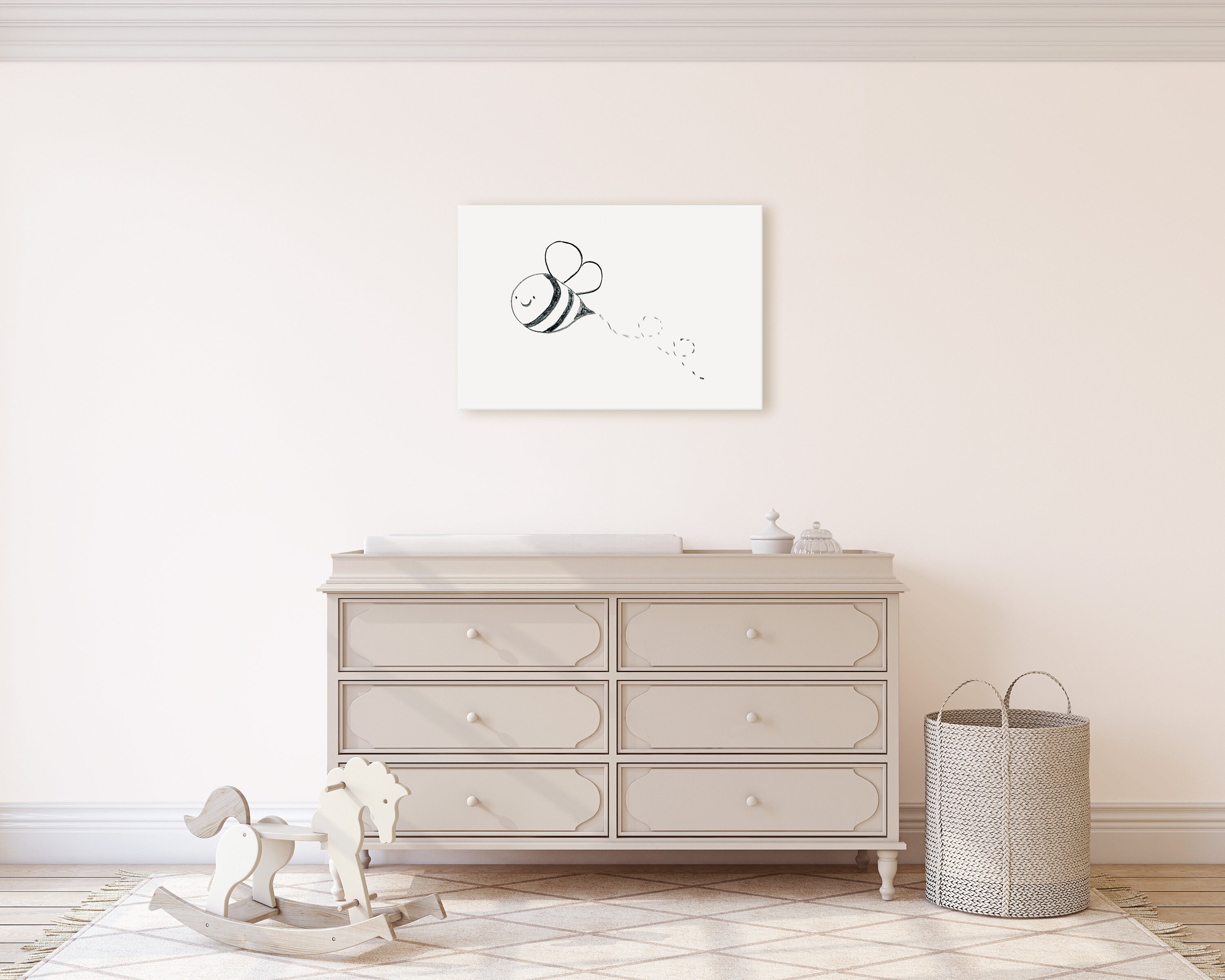 Buzzy Bee Drawing Bee Art Cute Bee Happy Bee Bee Nursery - Etsy