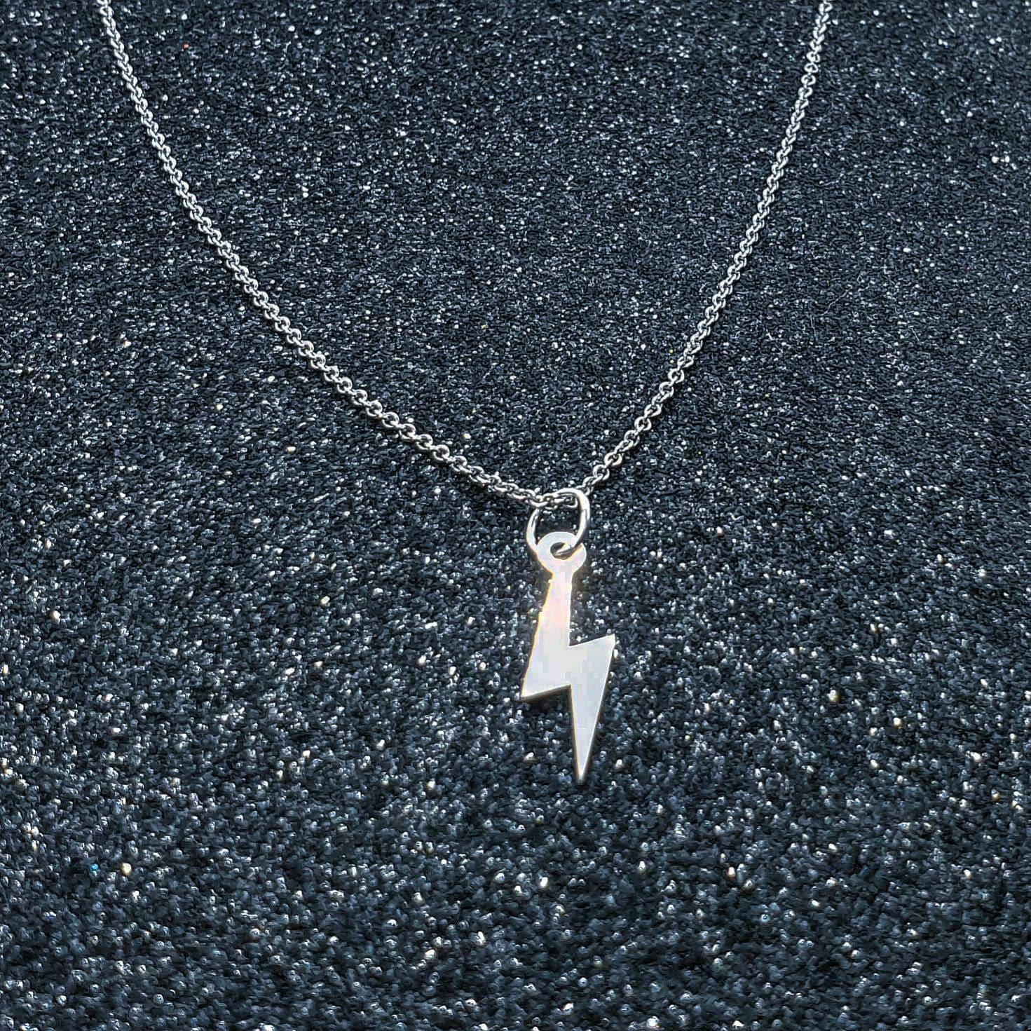 Lightning Bolt Necklace Sterling Silver Necklace HP - Etsy