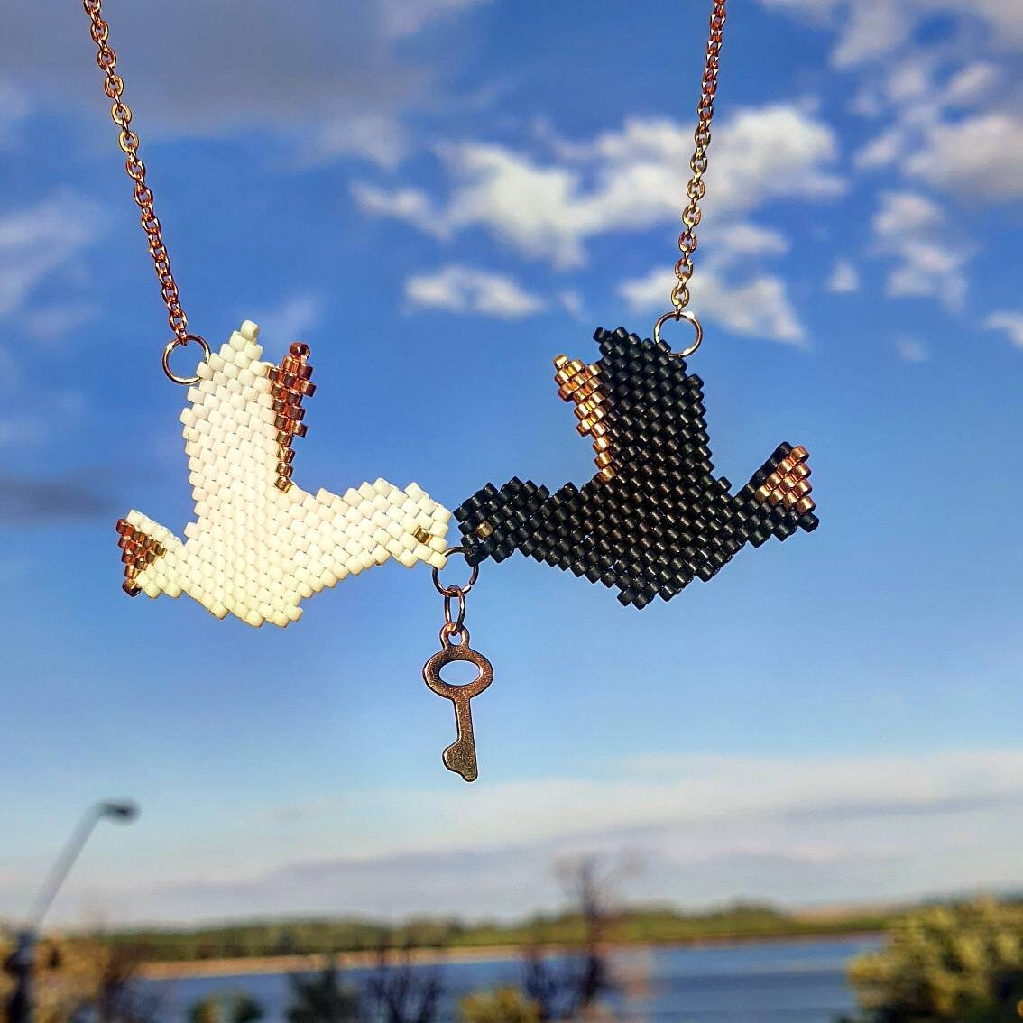 Collar de pájaro collar de paloma collar con cuentas collar | Etsy