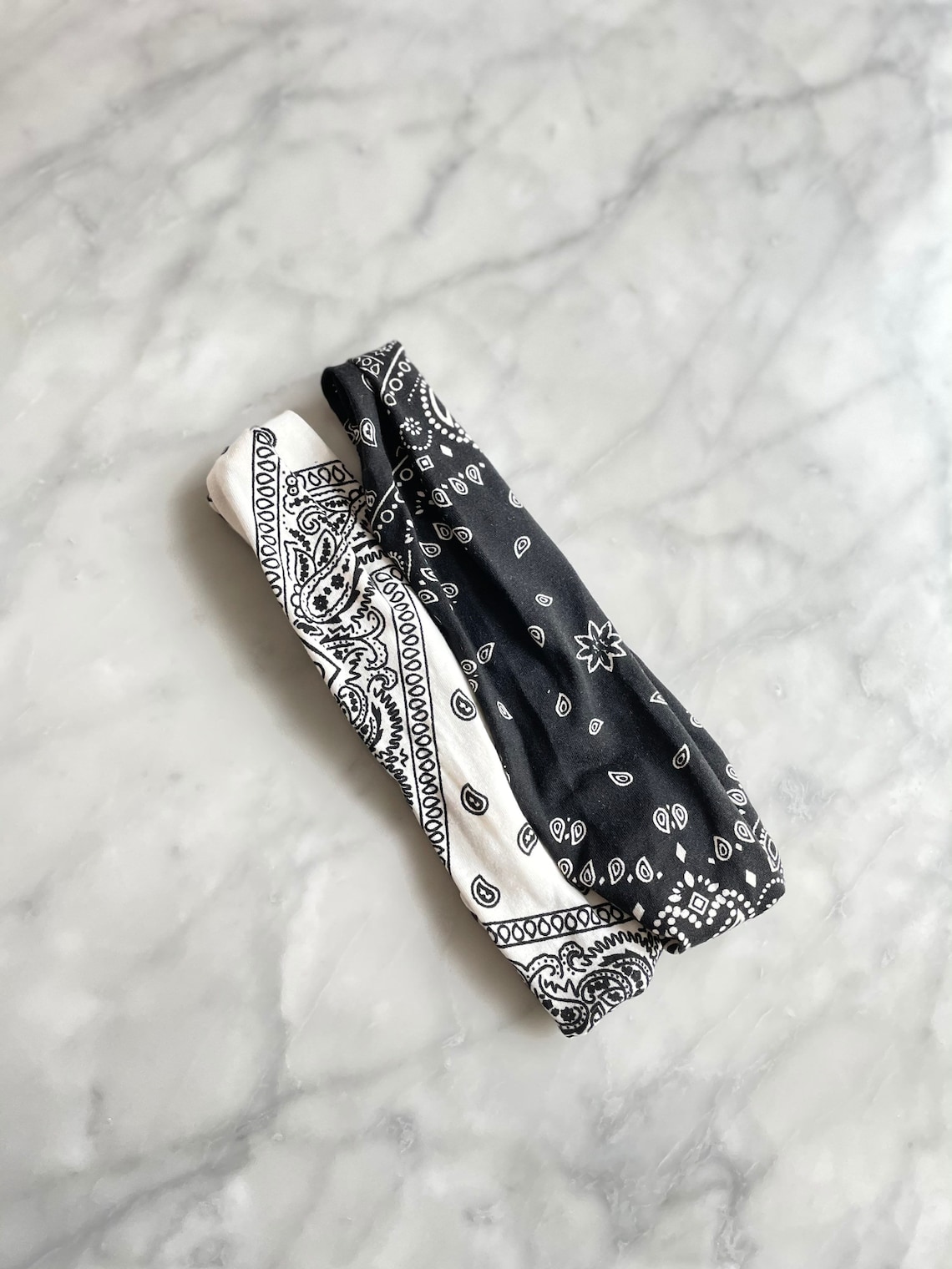 Stretch 2Pcs Packed Knit Bandana Paisley Elastic Headwrap | Etsy