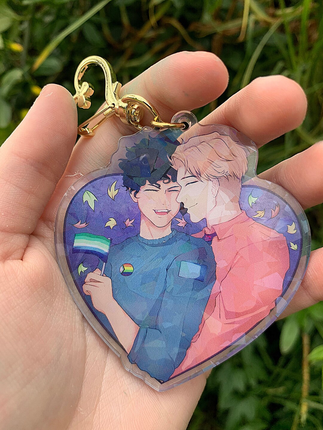 Nick and Charlie Pride Acrylic Charm | 3" / Holo Front / Double-sided ...