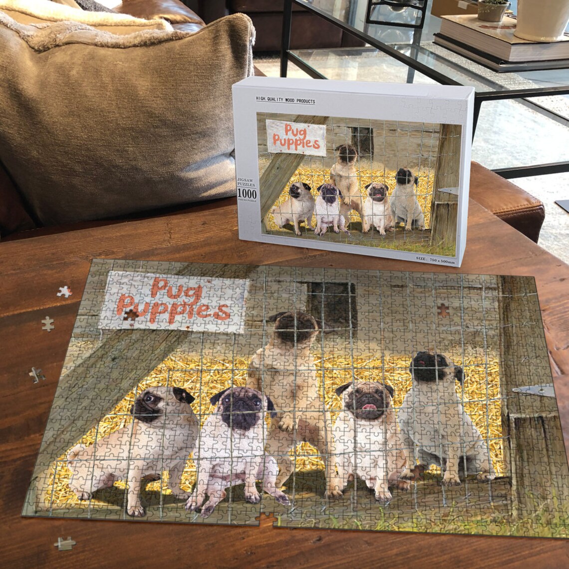 Pug Looking Out Puzzle Personalized Puzzle Photo Gift for | Etsy