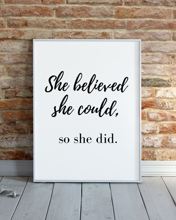 She Believed She Could so She Did Quote Strong Woman Quote | Etsy