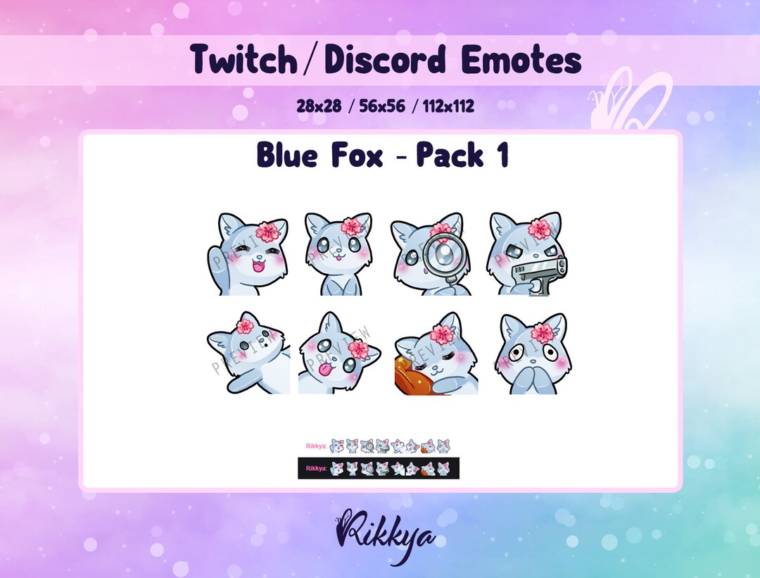 Twitch Emote - Blue Sakura Fox - Instant Download / P2U. Premade Stream ...