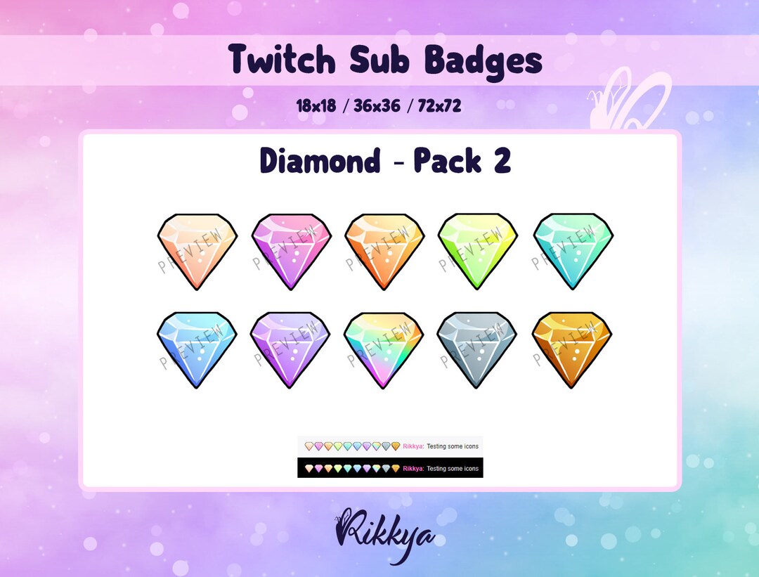 Twitch Bit/cheer Sub Badge - Diamond Pack 2 - Instant Download / P2U ...